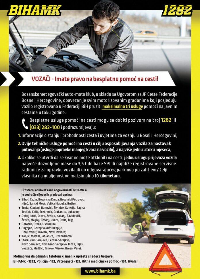 BIHAMK: „Vozači, imate pravo na besplatnu pomoć na cesti“